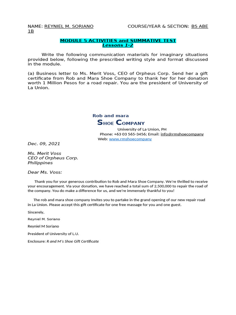 Module 5 Learning Activities and Summative Test GECC 102 | PDF