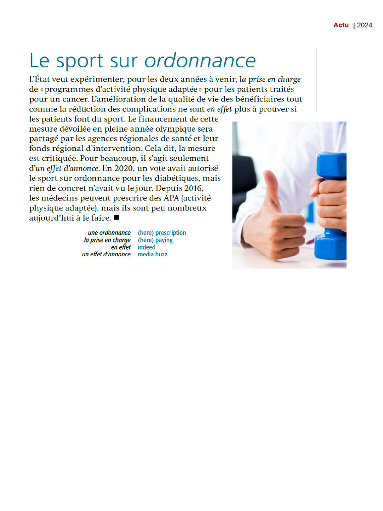 ACTU Le Sport Sur Ordonnance | PDF