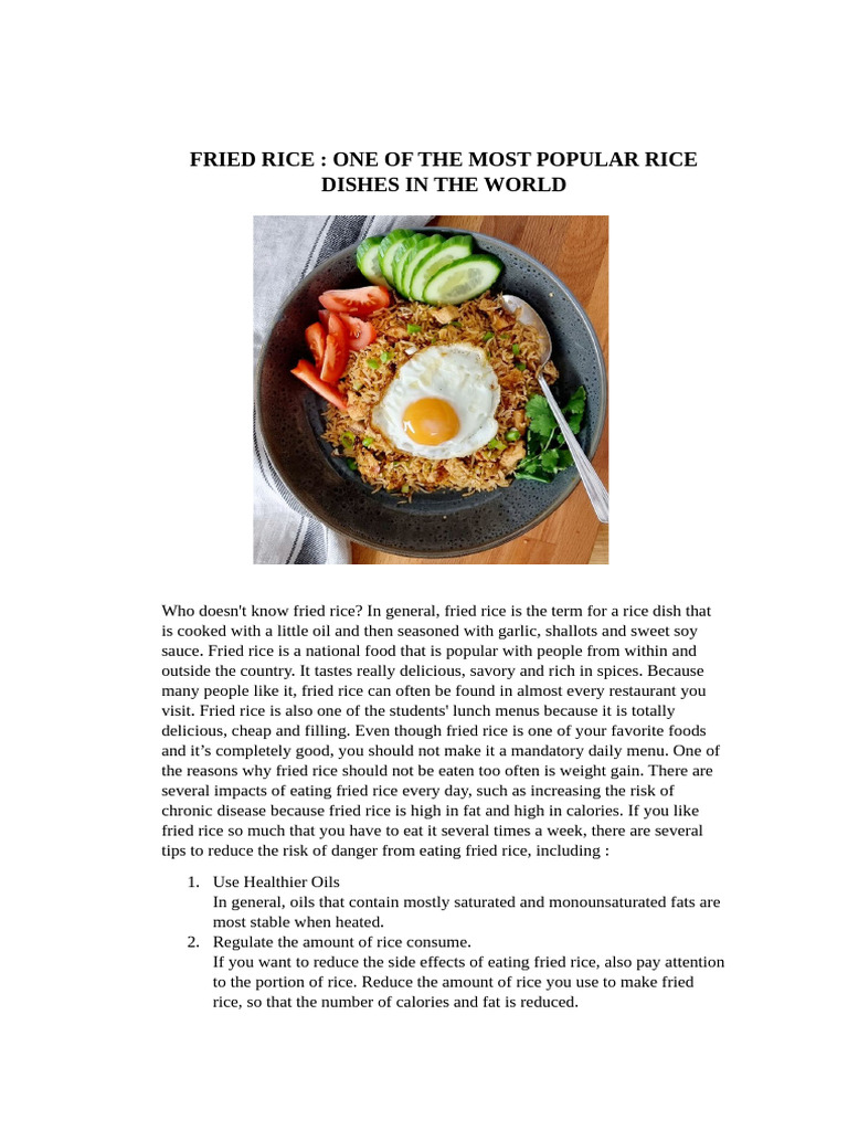 Fried Rice Tips for Health-Conscious Eaters | PDF