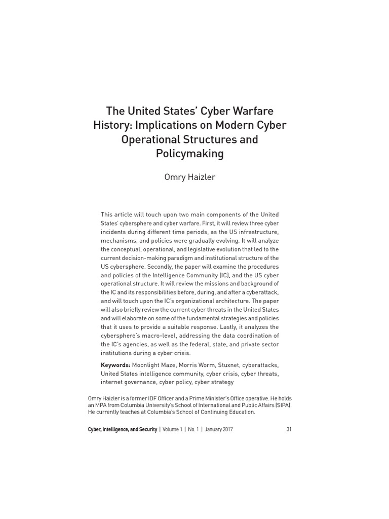 The United States’ Cyber Warfare History Implications On | PDF ...