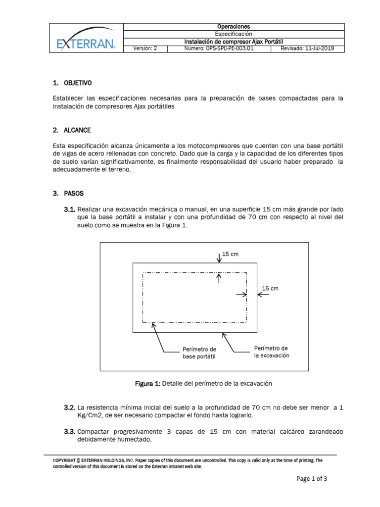 OPS-SPC-PE-003.01 Instalacion de Compresor Ajax Portatil Rev 3 | PDF