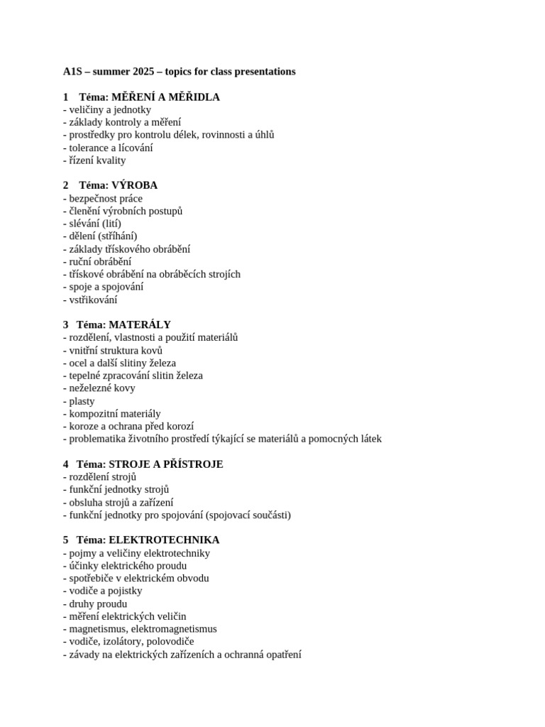 A1S-summer-2025-presentation topics | PDF