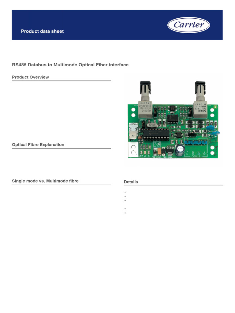 Fisa Tehnica Modul Interfata RS485 - Fibra Optica Multimode UTC ATS1743 ...