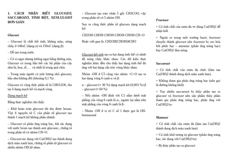 Phân Biệt Glu, Fruc, Man | PDF