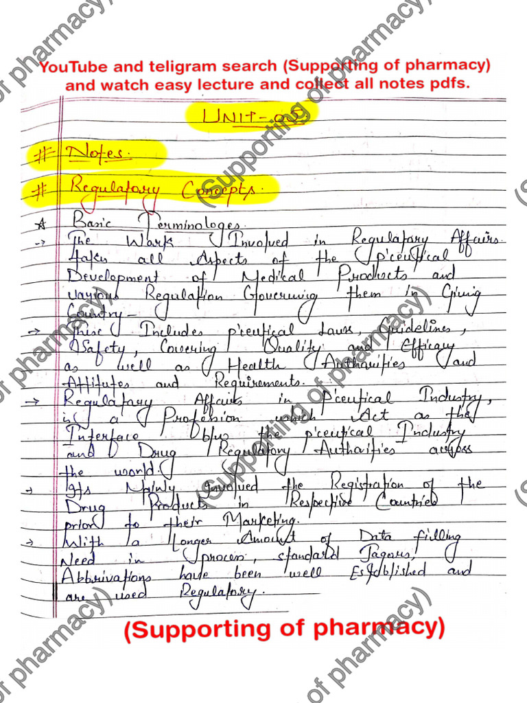 Regulatory Science (Unit-5) Bph8sem | PDF