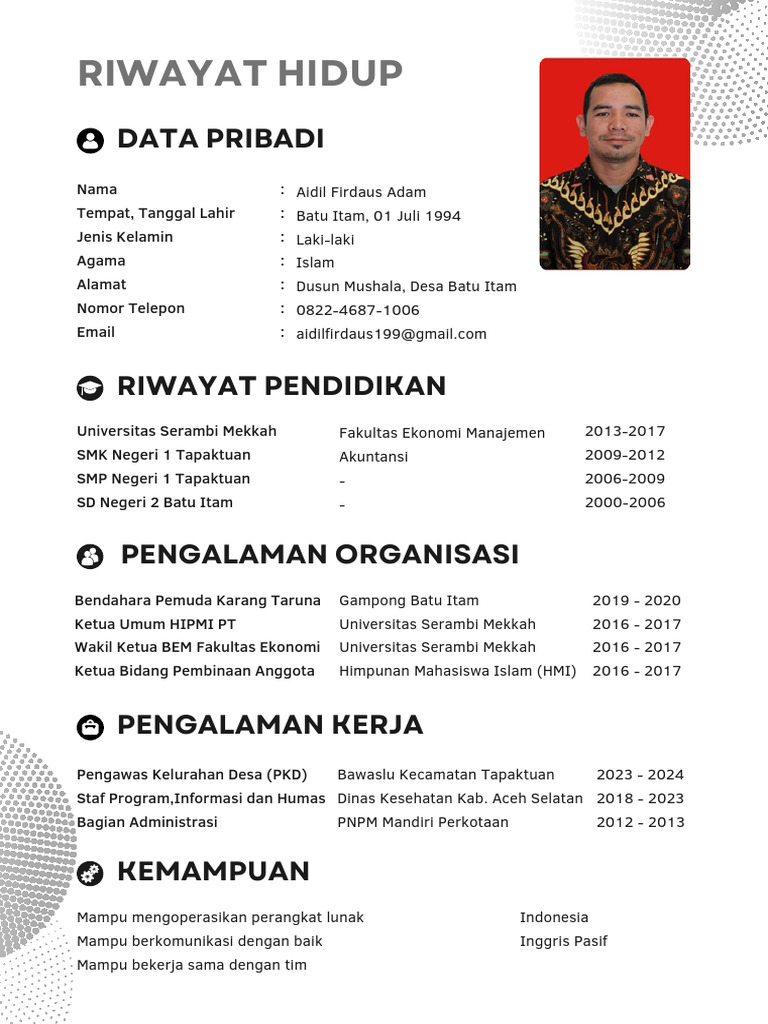CV AIDIL FIRDAUS ADAM, SE | PDF