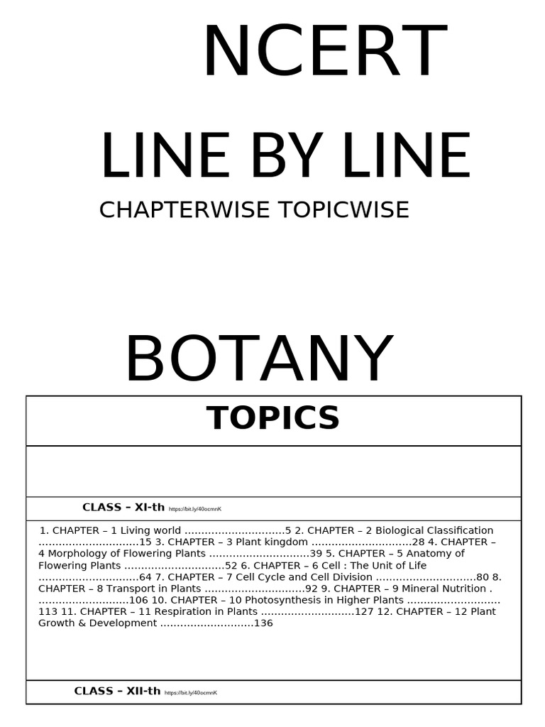 Ncert Line by Line Botany | PDF | Taxonomy (Biology) | Genus