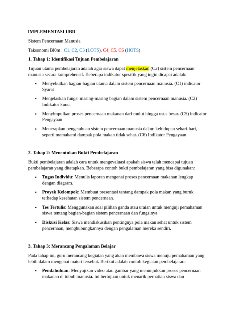 Contoh Implementasi Ubd | PDF