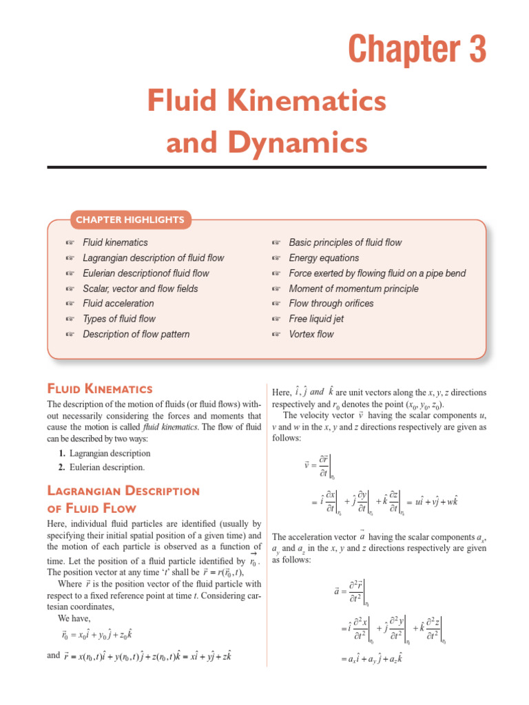 Fluid Kinematics and Dynamics | PDF | Fluid Dynamics | Acceleration