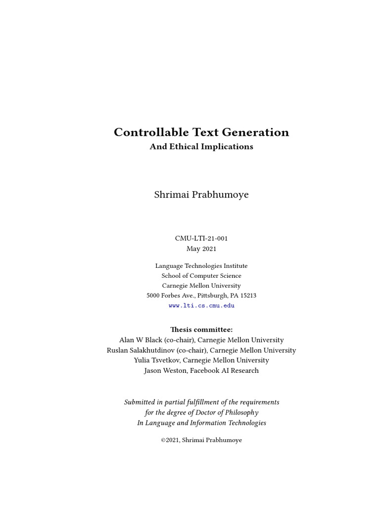 Controllable Text Generation Ethics | PDF | Conceptual Model | Information