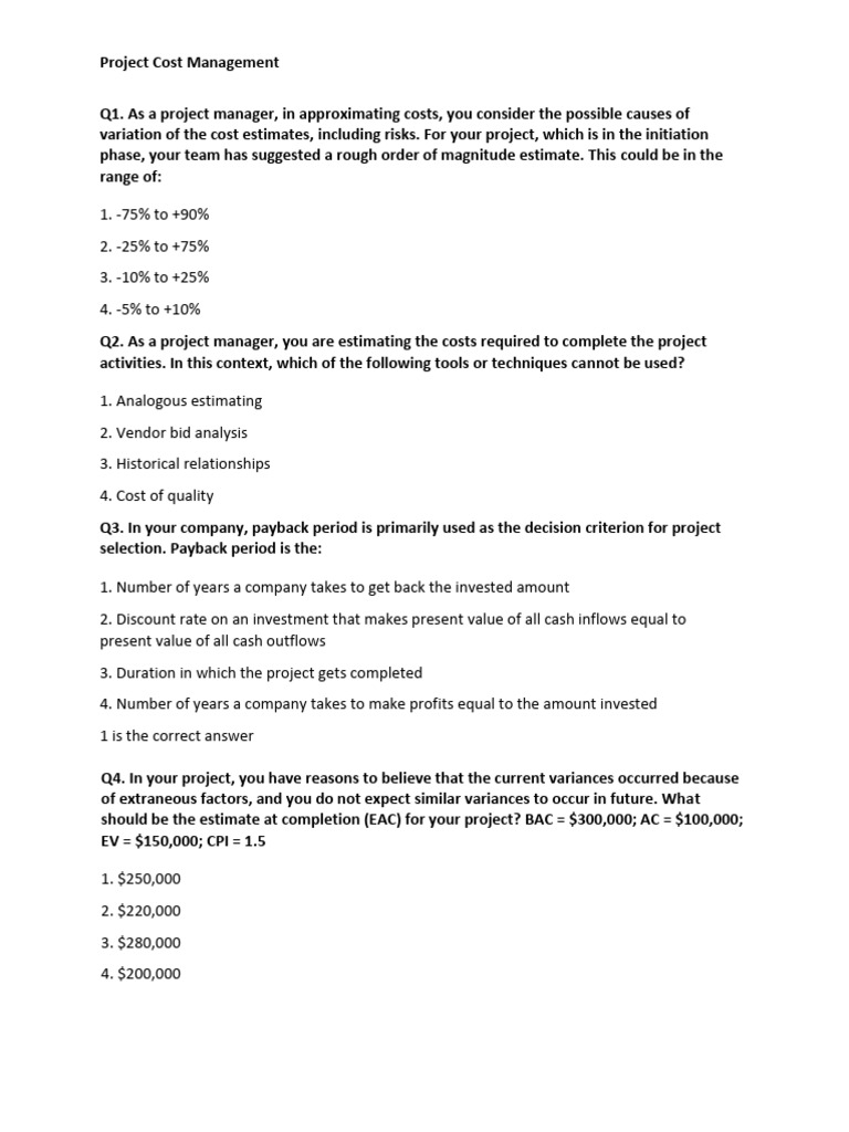 5.project Cost Management | PDF | Net Present Value | Internal Rate Of ...