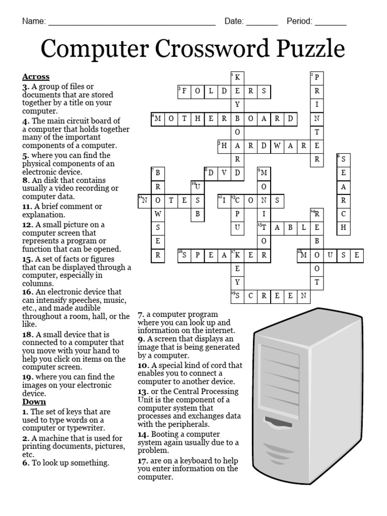 Computer Crossword Puzzle Answer Key | PDF | Computer Keyboard ...