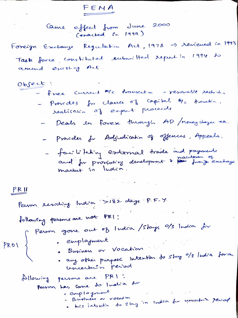 Fema 1 handwritten notes | PDF