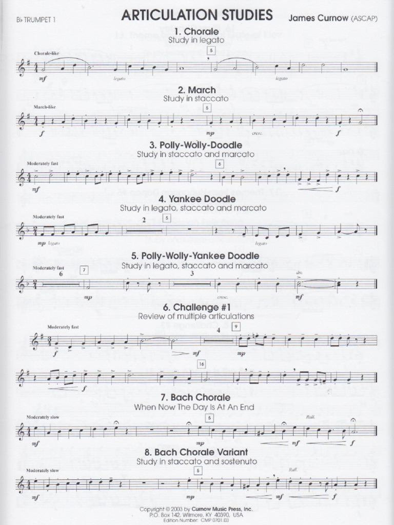 Articulation Studies - Trumpet 1 | PDF
