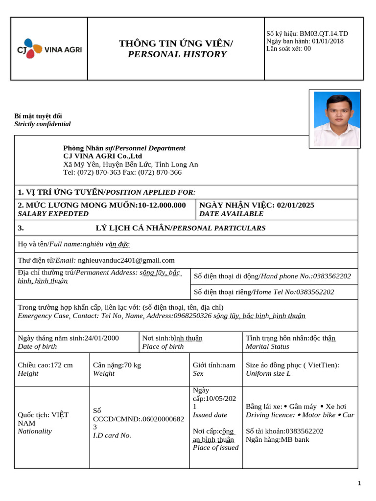 BM03 - Thông Tin NG Viên - Doc12 | PDF