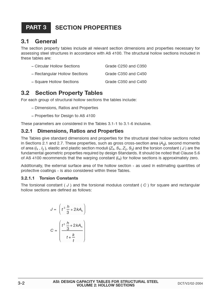 Section Properties For Hollow Sections Bk140 | PDF | Structural Steel ...