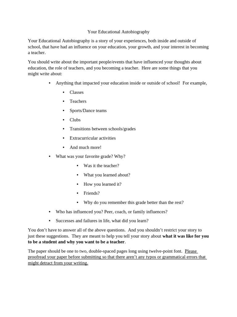 Your Educational Autobiography | PDF