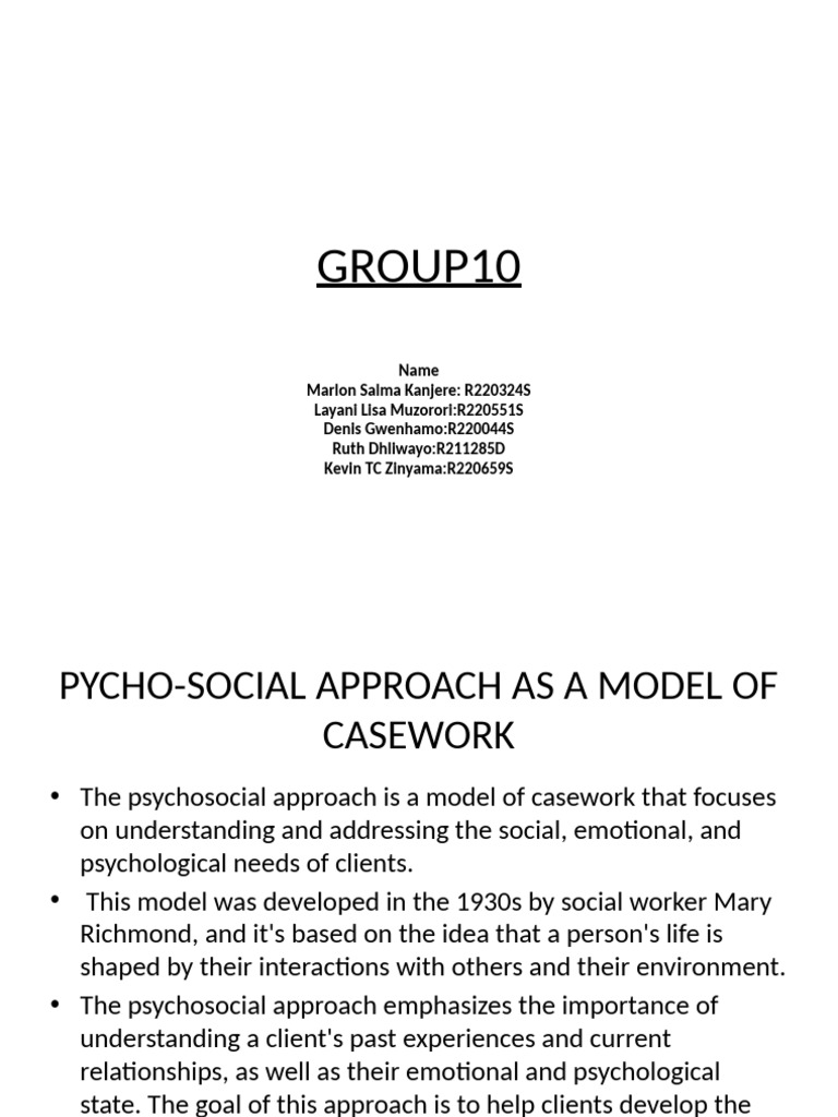 Psycho-Social Approach As A Model of Casework (10 Slides) | PDF ...