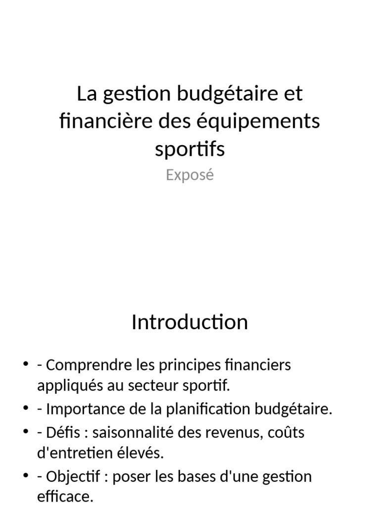 Gestion Budgetaire Sport | PDF