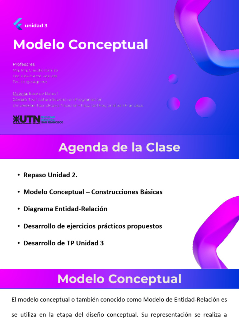 BD1-Presentación UNIDAD 3 | PDF | Modelo conceptual | Informática