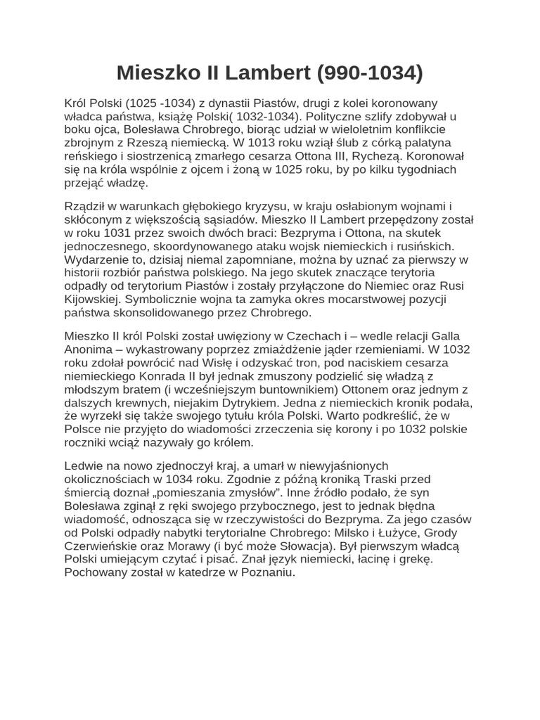 Mieszko II Lambert | PDF
