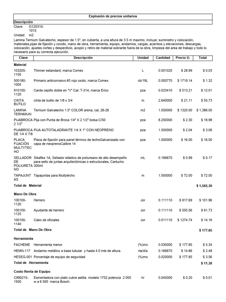 EXPLOSIÓN DE INSUMOS | PDF