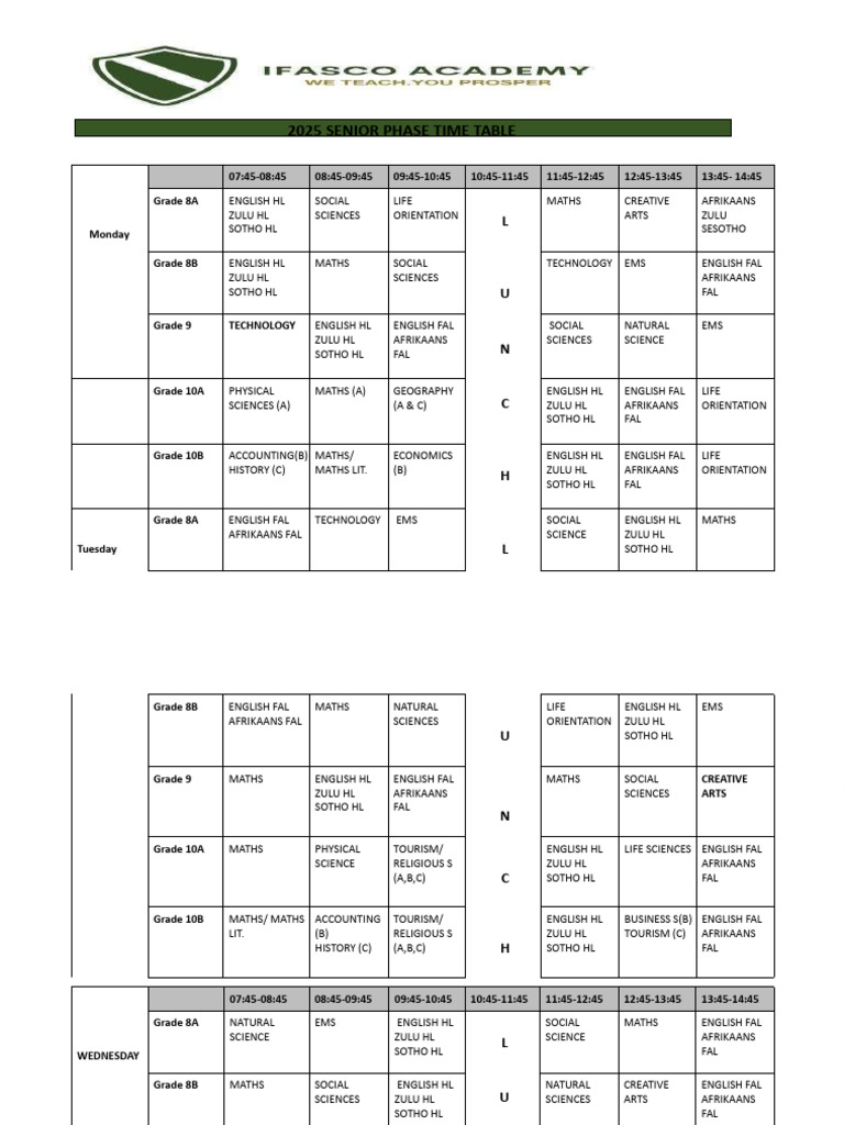 Timetable High School | PDF | Languages | Foreign Language Studies