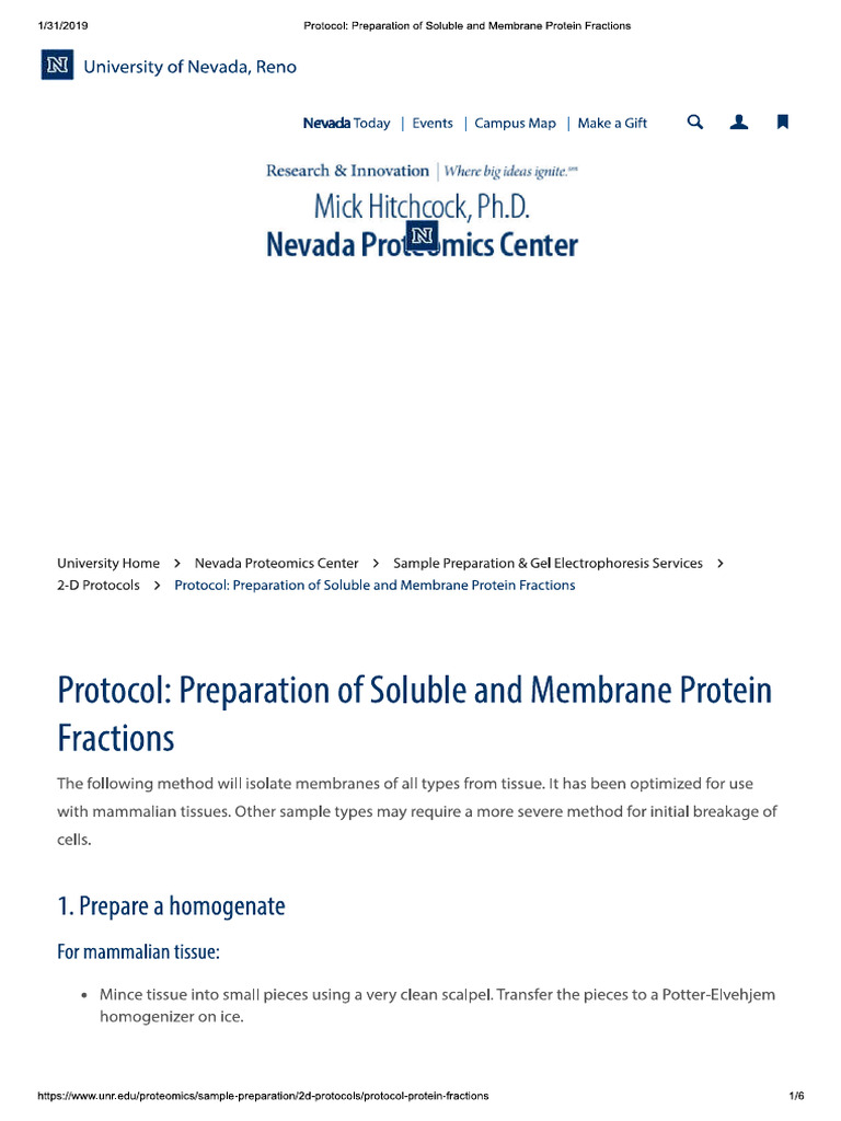 Protocol - Preparation of Soluble and Membrane Protein Fractions | PDF