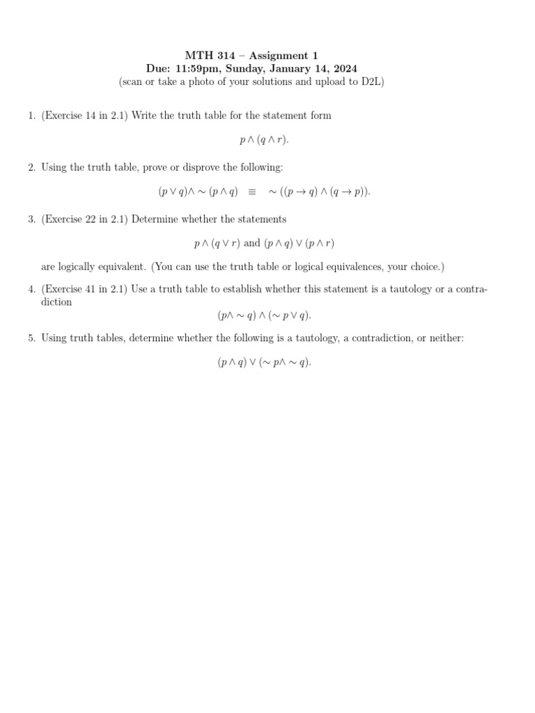 MTH314 - Assignment 01 | PDF