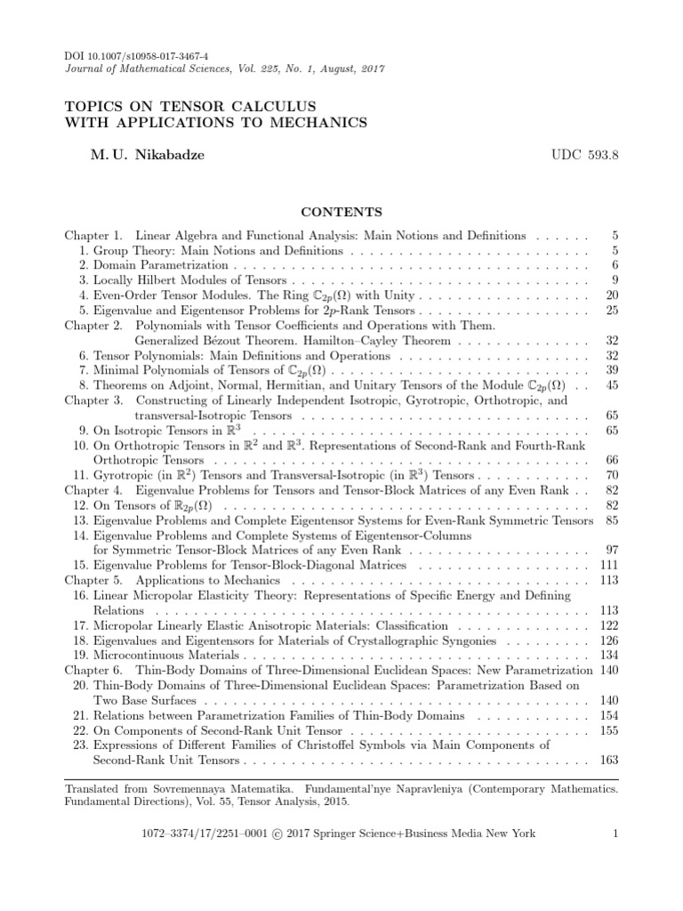 Topics On Tensor Calculus With Applicati | PDF | Vector Space | Group (Mathematics)