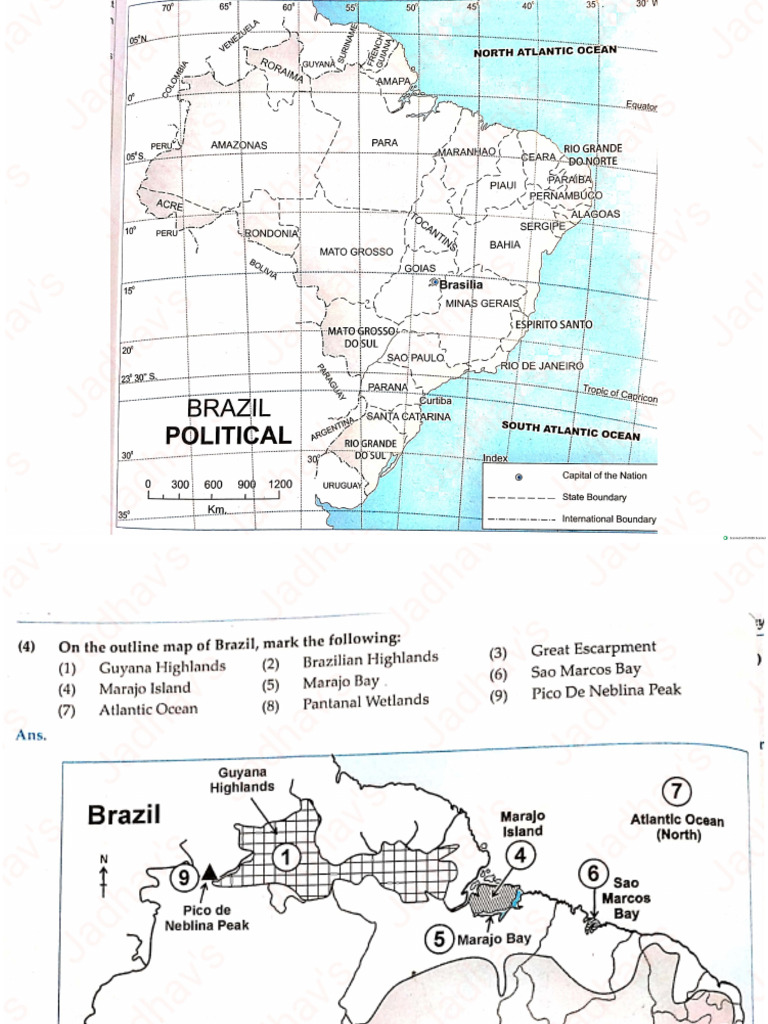 Class 10 Brazil Map Locations | PDF