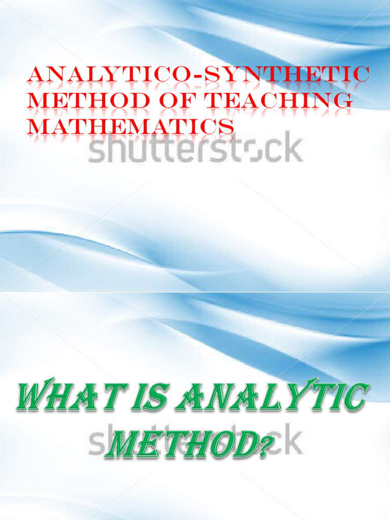 Analytic and Synthetic Methods in Math | PDF | Analysis | Mathematical ...