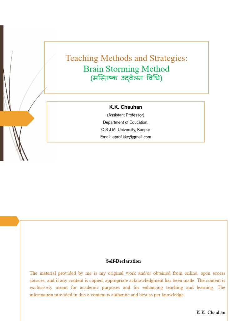 Teaching Methods and Strategies Brain Storming Method | PDF ...
