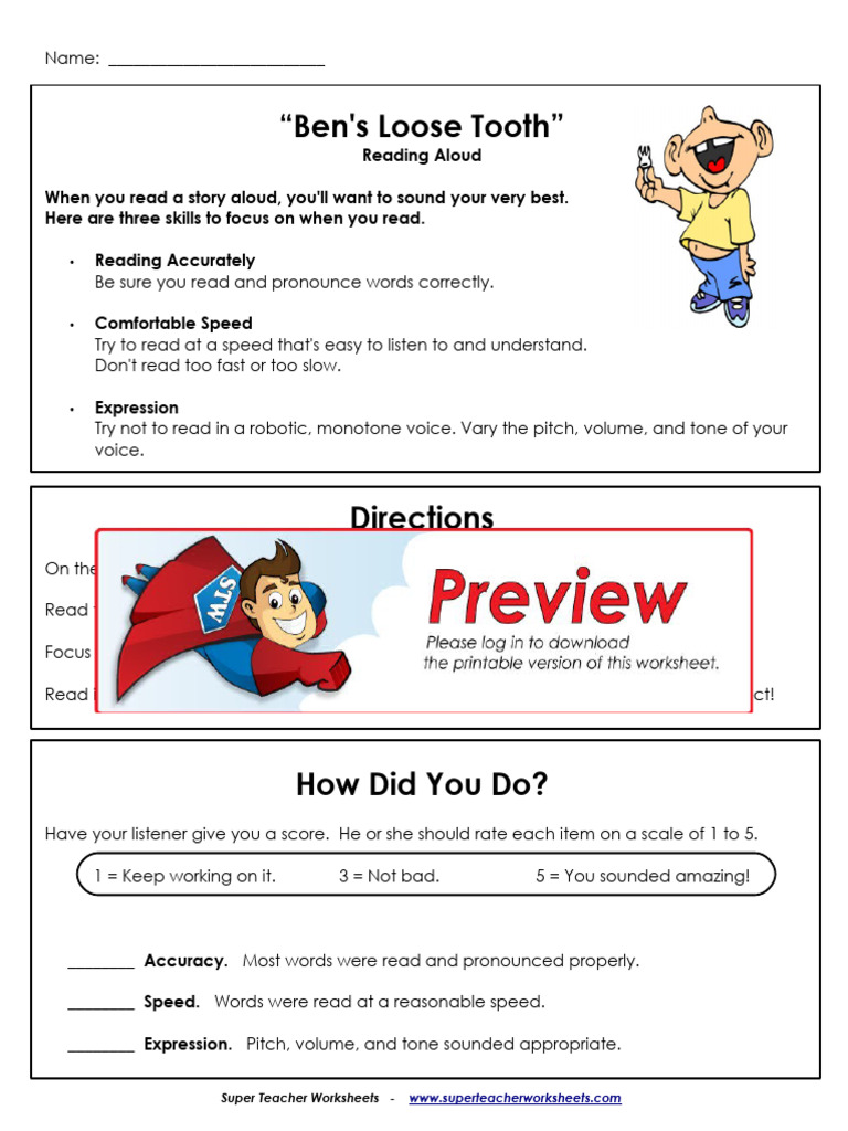 Read Aloud Bens Loose Tooth | PDF