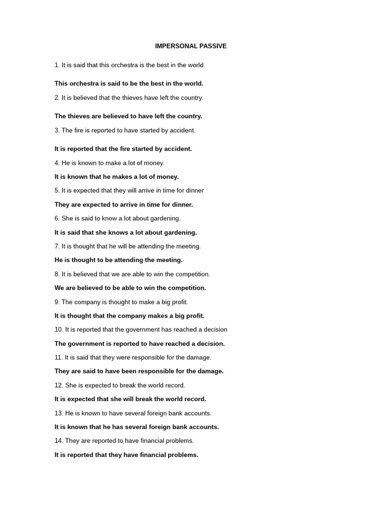 Impersonal Passive | PDF