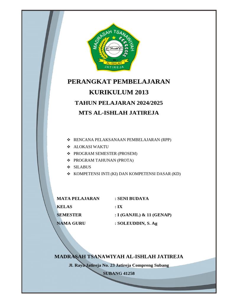 Cover Perangkat Pembelajaran | PDF