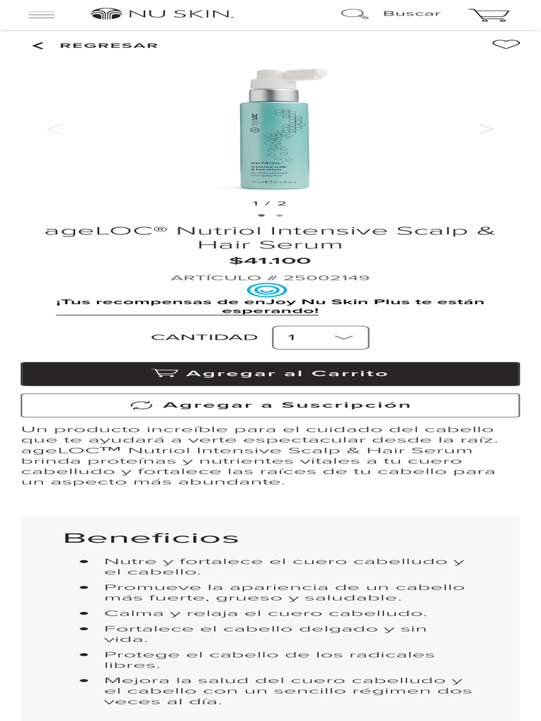 ageLOC® Nutriol Intensive Scalp & Hair Serum | PDF | Pelo | Sistema ...