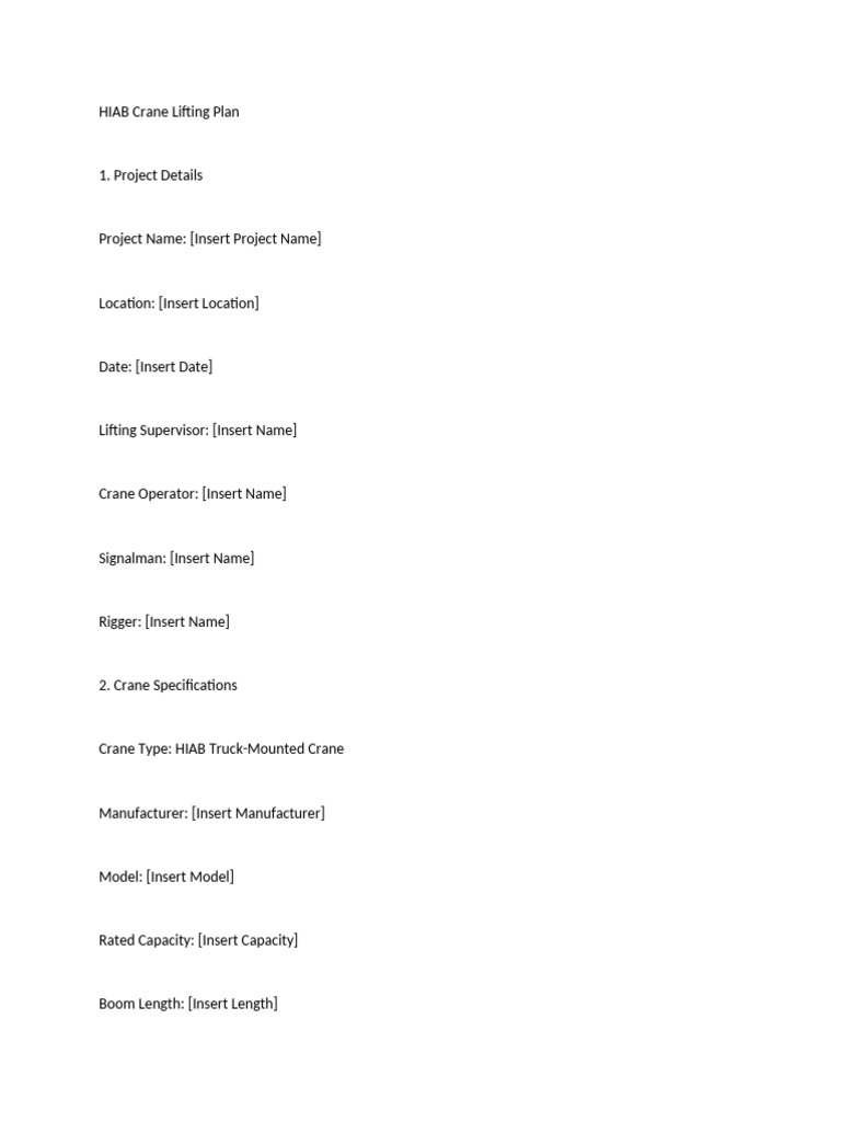 HIAB Crane Lifting Plan Template | PDF