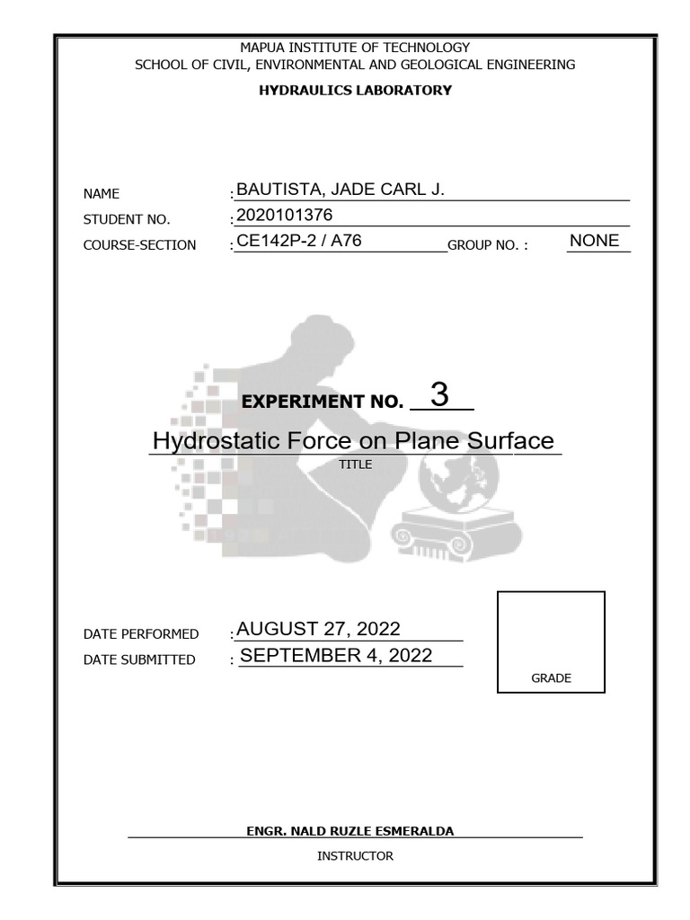 Hydrostatic Force Lab Report | PDF
