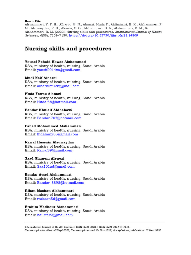 Nursing Skills and Procedures Overview | PDF | Simulation | Nursing