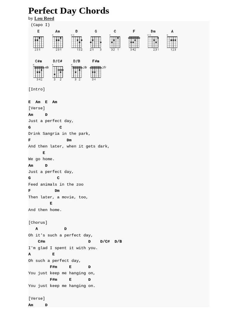 Perfect Day Chords | PDF