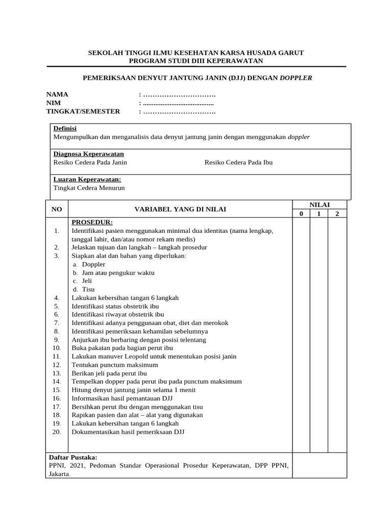 SOP Pemeriksaan DJJ Doppler | PDF