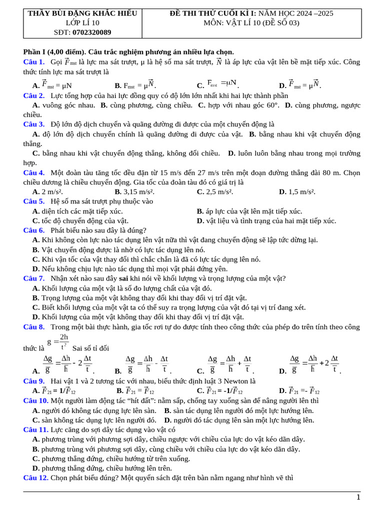 Ktck 1. 1. Đề Số 03hs | PDF