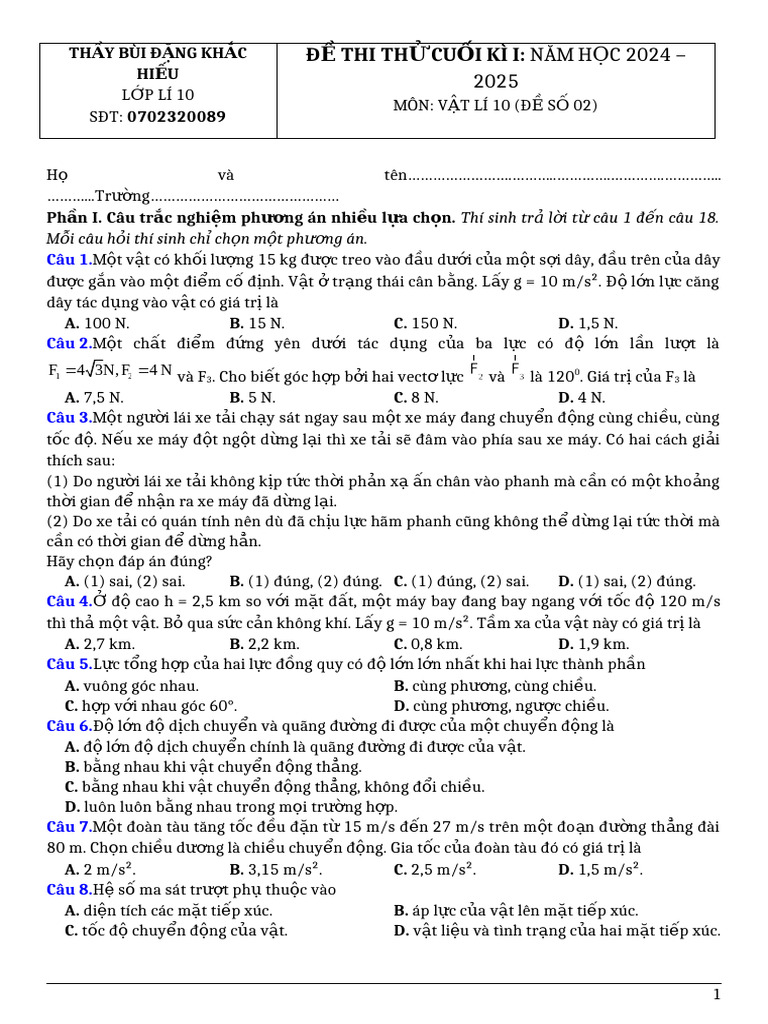 Ktck 1. 1. Đề Số 02 | PDF