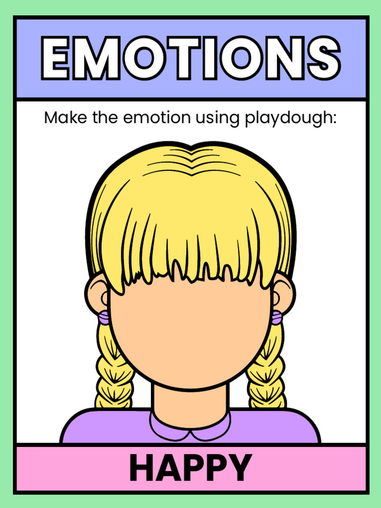 Emotions Playdough Mat Document in Colorful Lined Illustrative Style | PDF