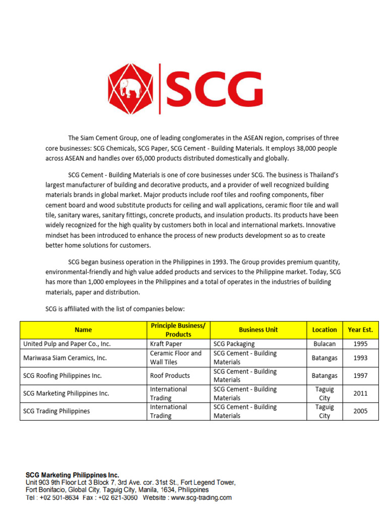 SCG Company Profile and Operations | PDF | Tile | Paper