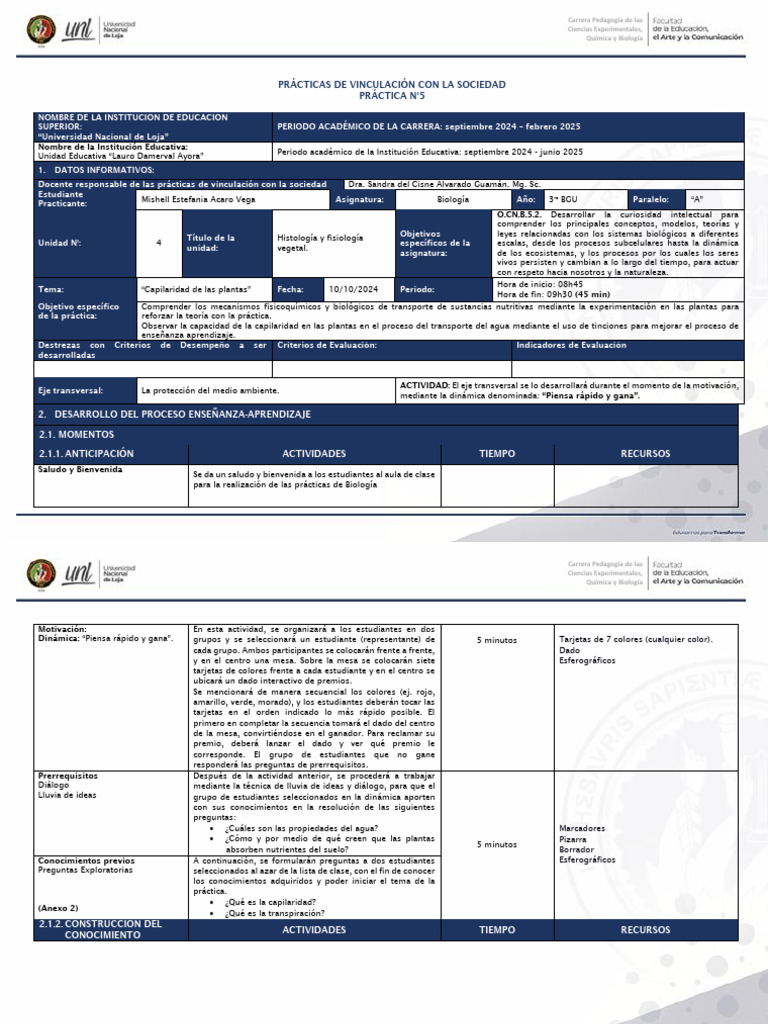 Plan de clase #5_ Capilaridad de las plantas_INSTITUCIÓN EDUCATIVA ...