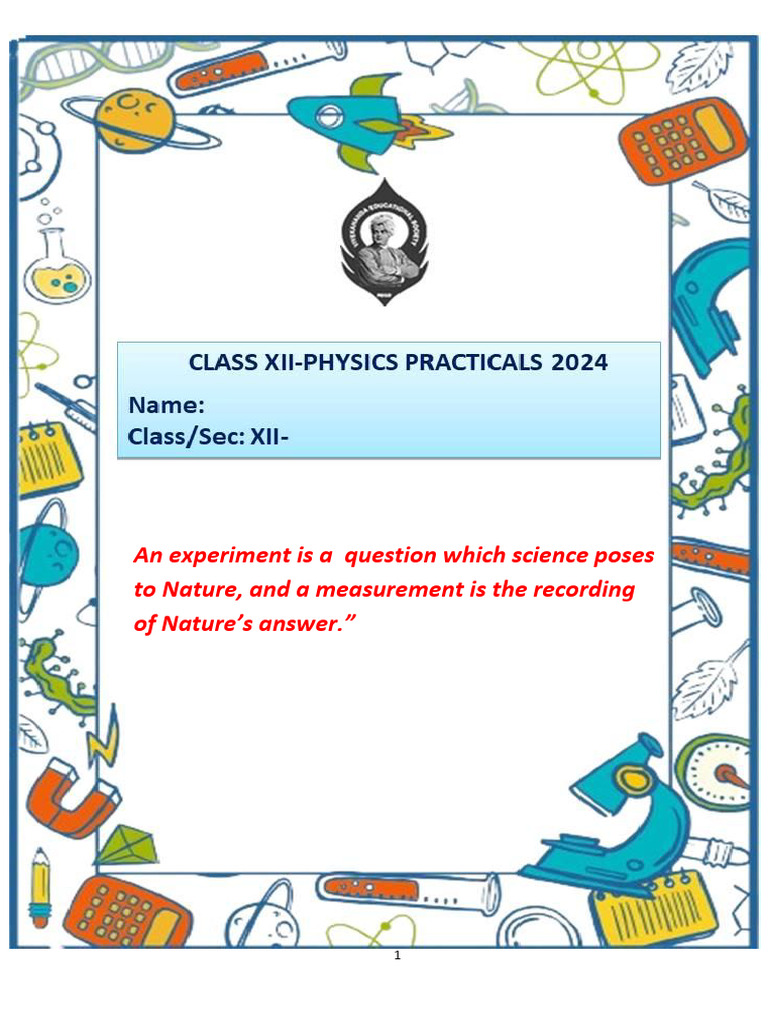 Physics - Xii Practicals Experiment 2024 1-110pages | PDF | Electric Current | Voltage