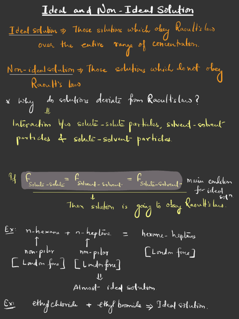 Ideal vs Non-Ideal Solutions Explained | PDF | Chemistry | Physical ...