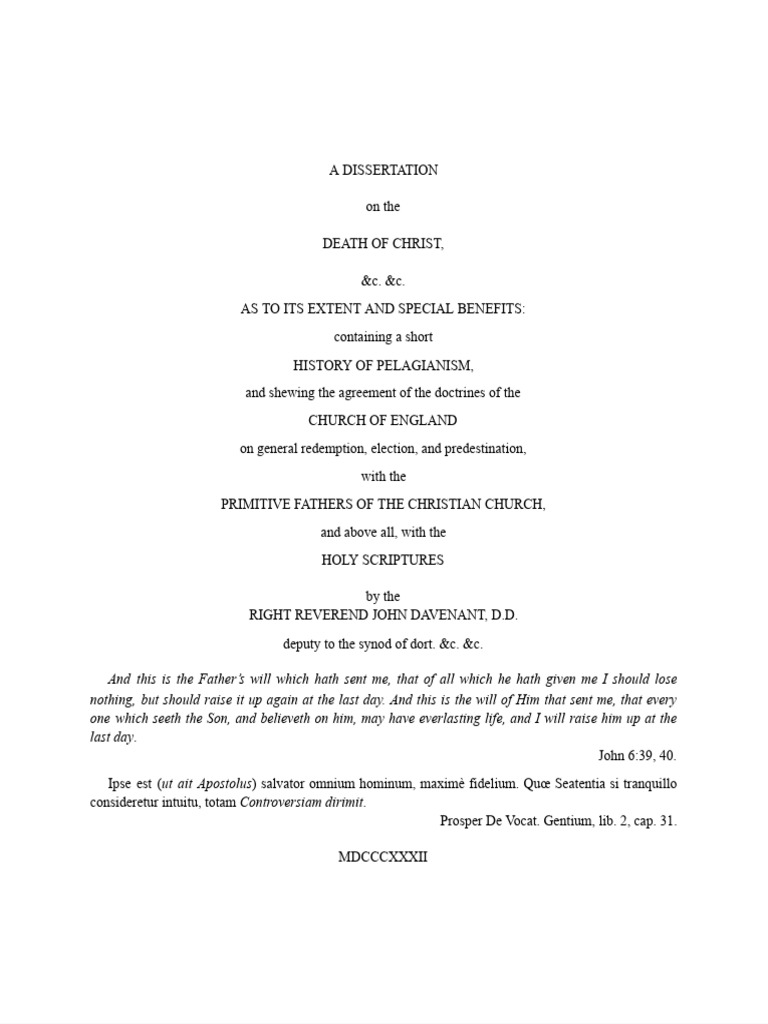 Davenant, On The Death of Christ | PDF | Abrahamic Religions | Western Christianity